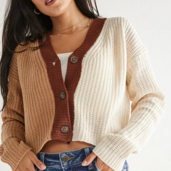 True Craft | Sweaters | True Craft Brown And Cream Buttonup Cardigan ...